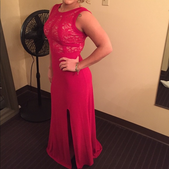 Dresses | Cherry Red Prom Dress W Slit | Poshmark